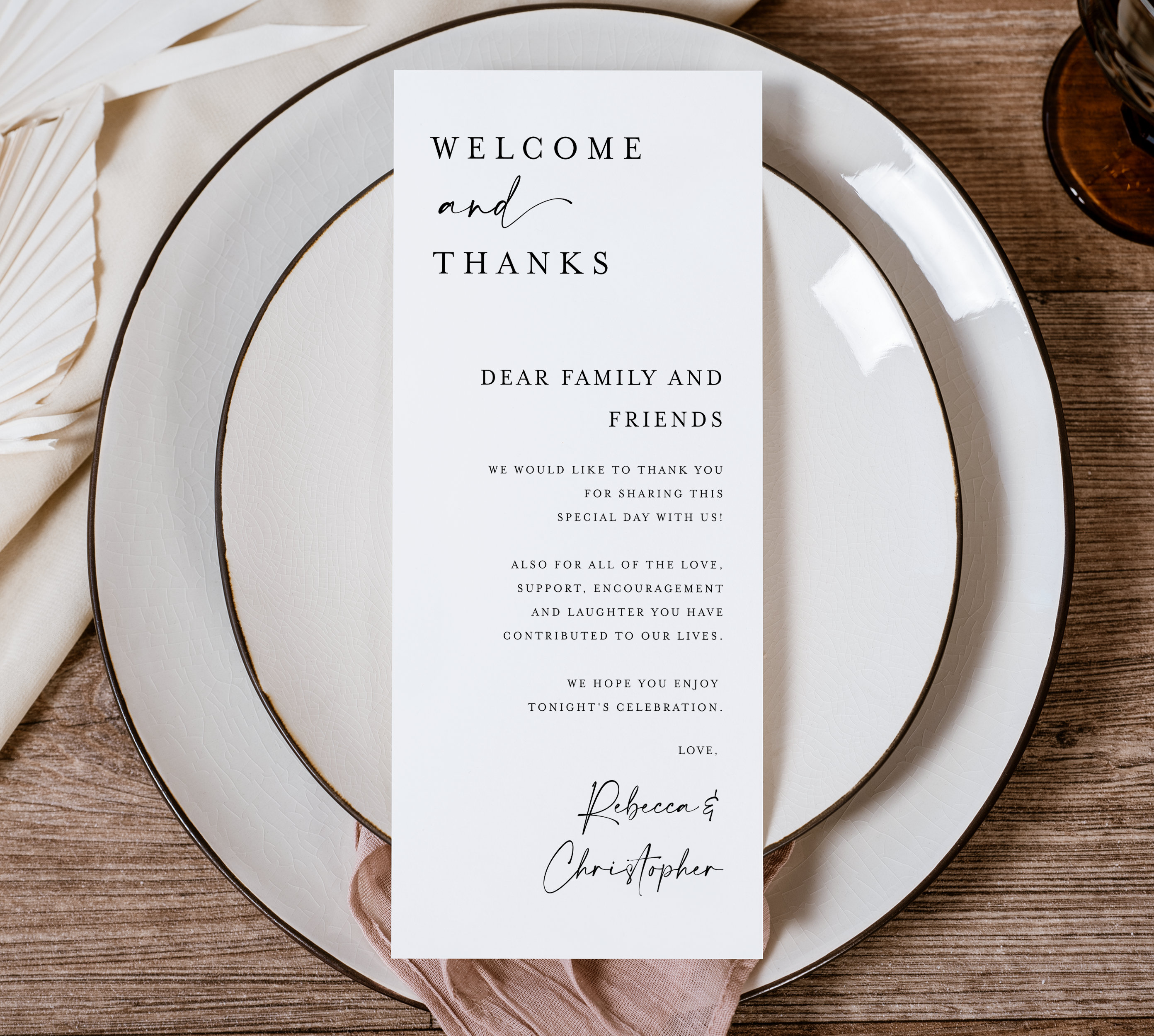 Minimalist Thank You Place Card Thank You Letter Template - Etsy