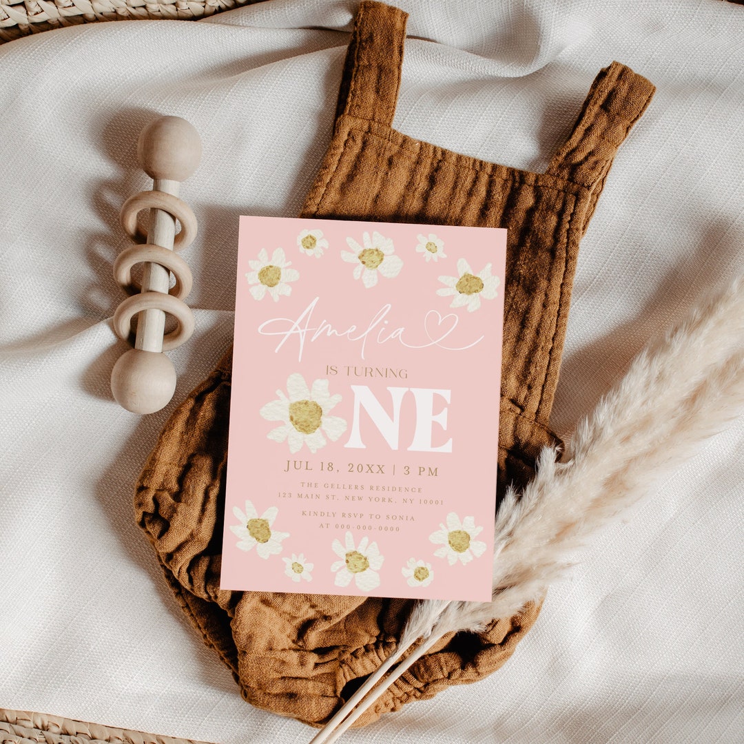 Daisy First Birthday Invitation Daisy 1st Birthday Invite Daisy ...