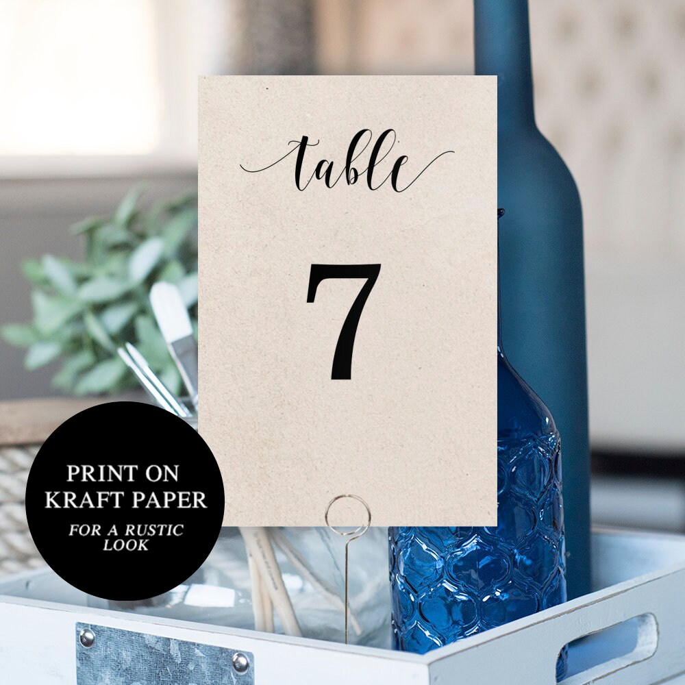 Rustic Wedding Table Numbers Instant Download DIY Table | Etsy