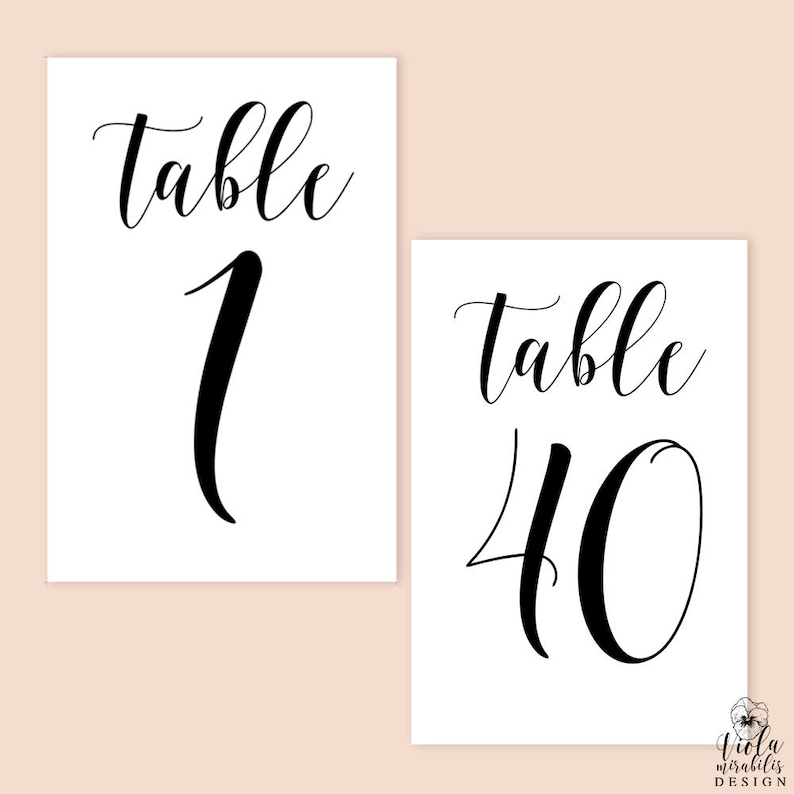 Elegant Table Numbers Printable Table Numbers 1-40 Modern - Etsy