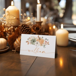 Thanksgiving Name Cards Template, Fall Bridal Shower Place Cards ...