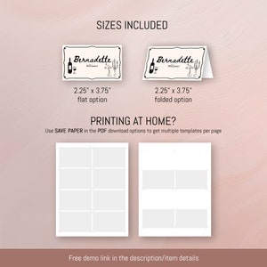Place Card Template, Hand Drawn Wedding Place Card Template, Retro ...