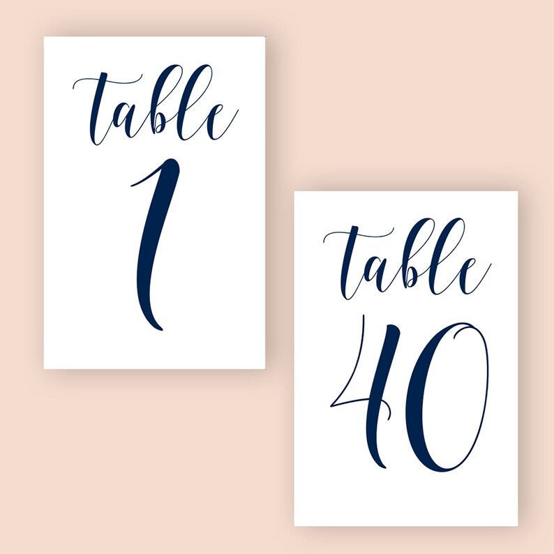 Table Numbers Navy Elegant Table Numbers 1-40 Modern Table - Etsy