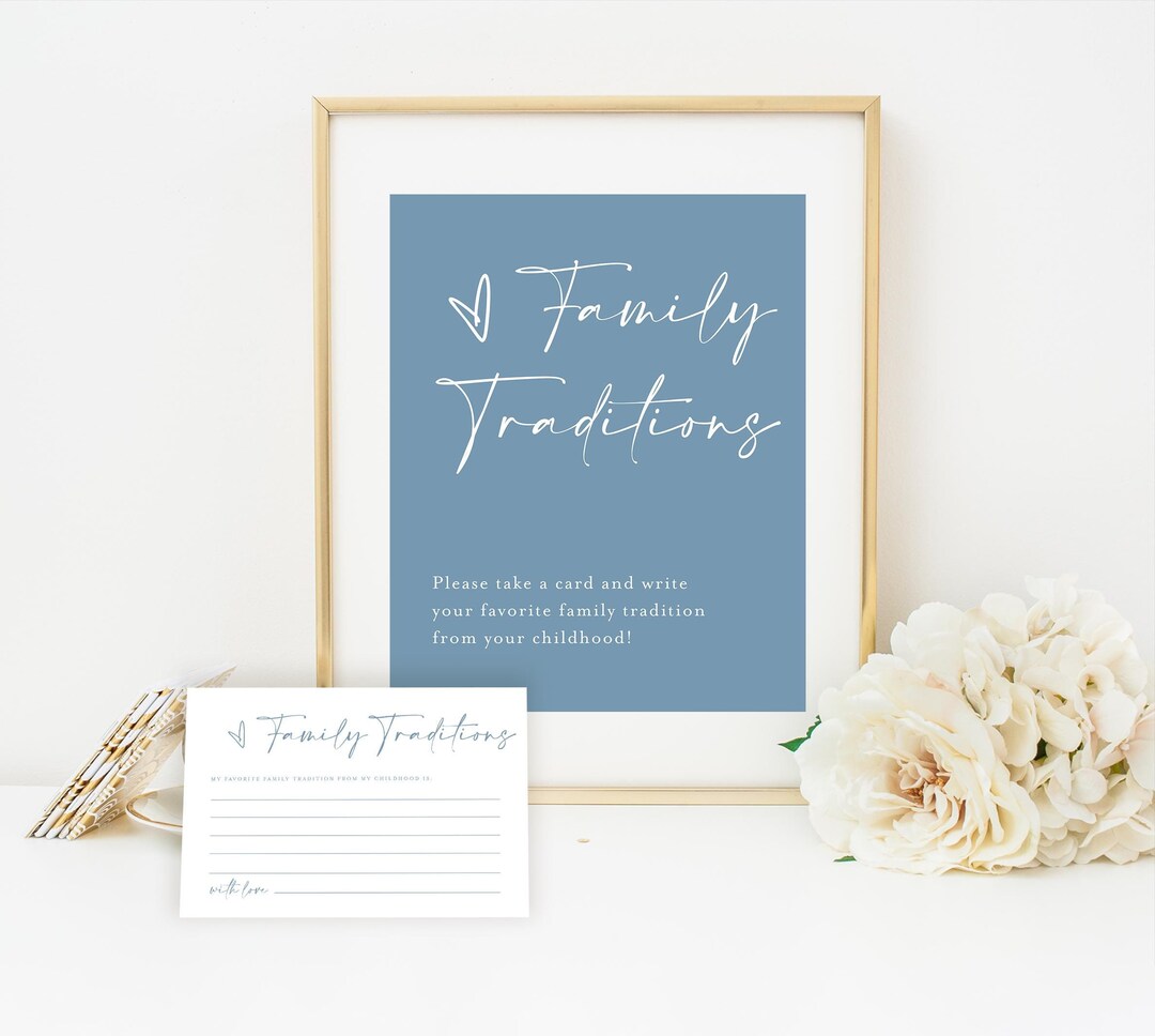 Favorite Family Traditions Baby Shower Sign and Card, Childhood ...