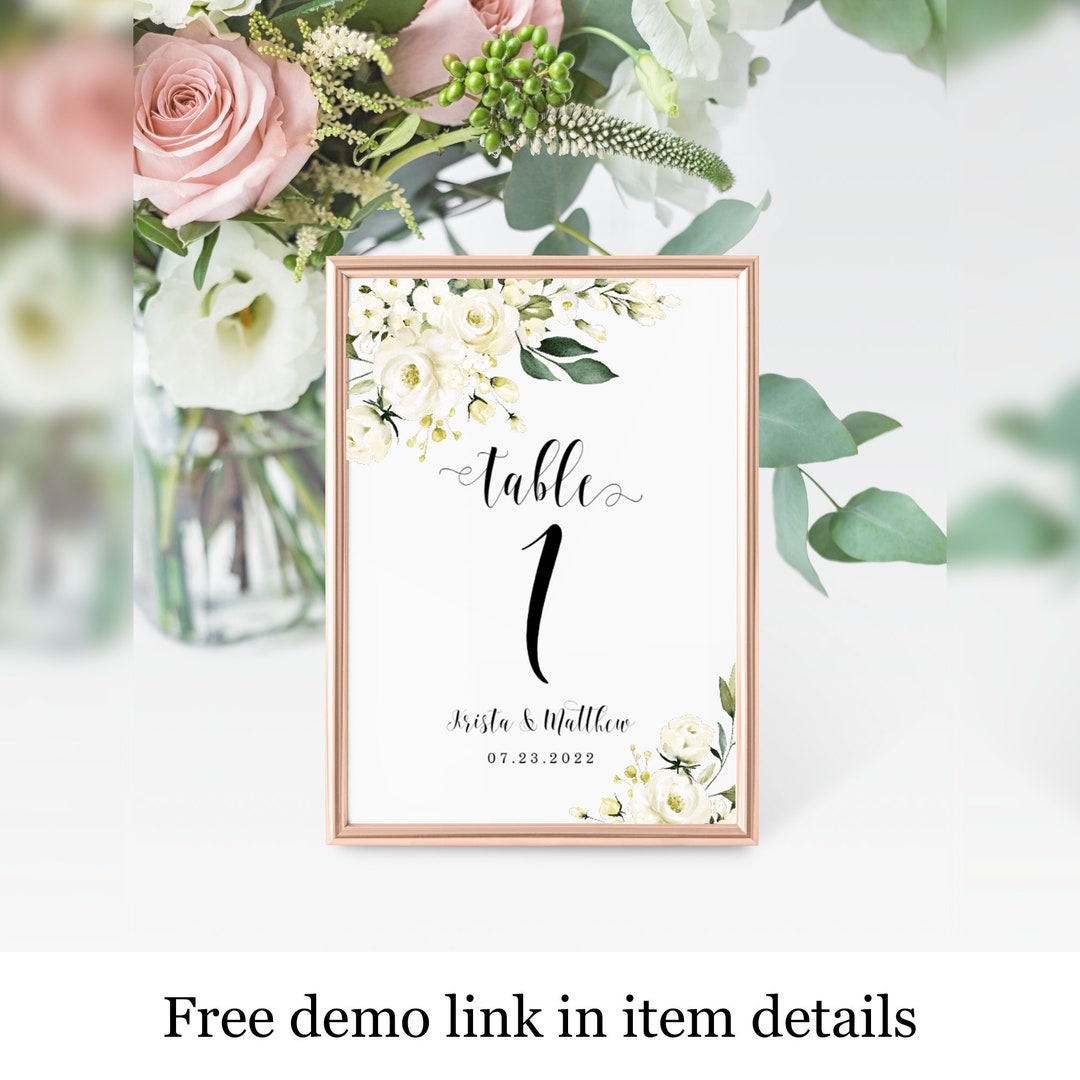 Printable Table Numbers Template, Instant Download, Templett, 100% ...