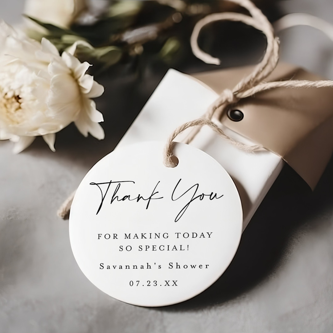 Editable Thank You Tag Template, Round Thank You Tag, Modern Favor Tag ...
