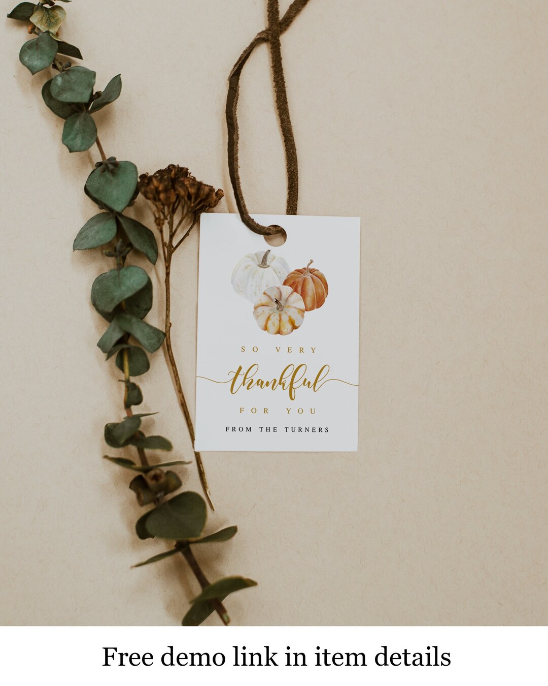 So Very Thankful Tag Template, Edit With Templett, Thanksgiving Favor ...