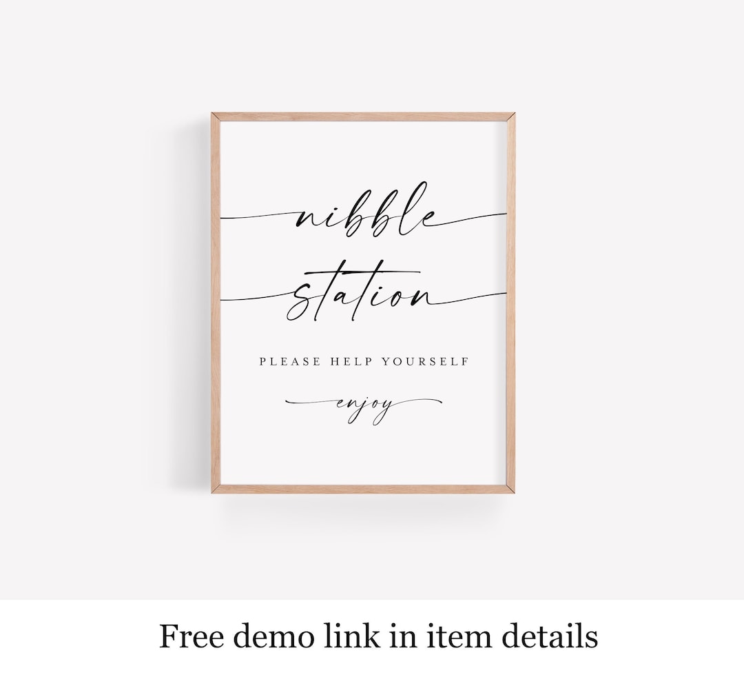 Nibble Station Sign Template, Snack Bar, Wedding Food Table, Nosh, Late ...