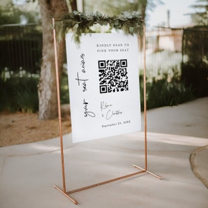 QR Code Seating Chart Sign, Wedding QR Code Sign, Seating Chart Welcome ...