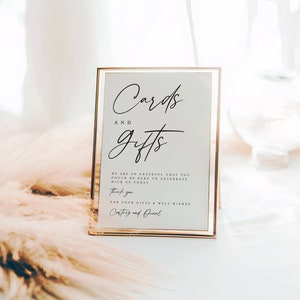 Minimalist Cards and Gifts Sign Template, Modern Wedding Gift Table ...