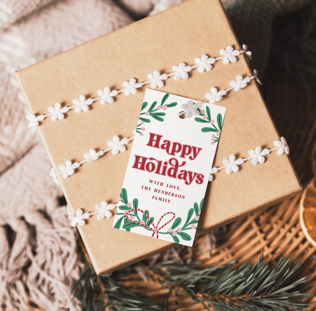 Happy Holidays Tag Christmas Tag for Gifts Instant Download - Etsy UK