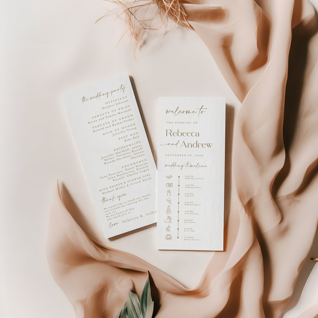Gold Wedding Program Template Gold Program Gold Wedding - Etsy