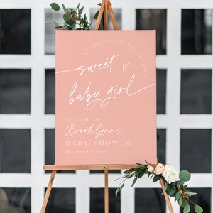 Girl Baby Shower Welcome Sign, Sweet Baby Girl, Hello Baby Welcome Sign ...