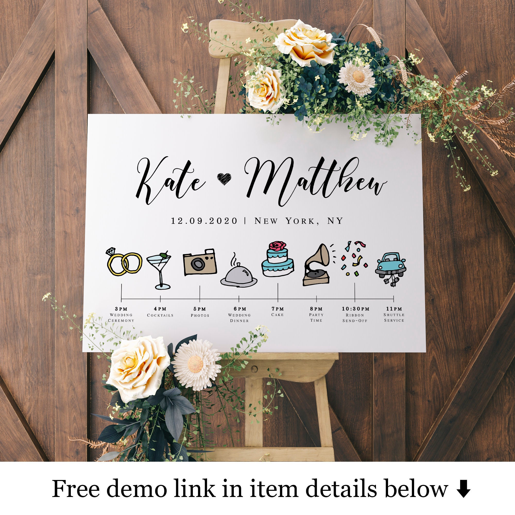 Horizontal Welcome name sign 100% Editable Order Of The Day | Etsy