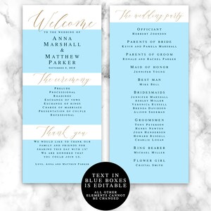 Gold Wedding Program Template Gold Program Card Gold Wedding - Etsy