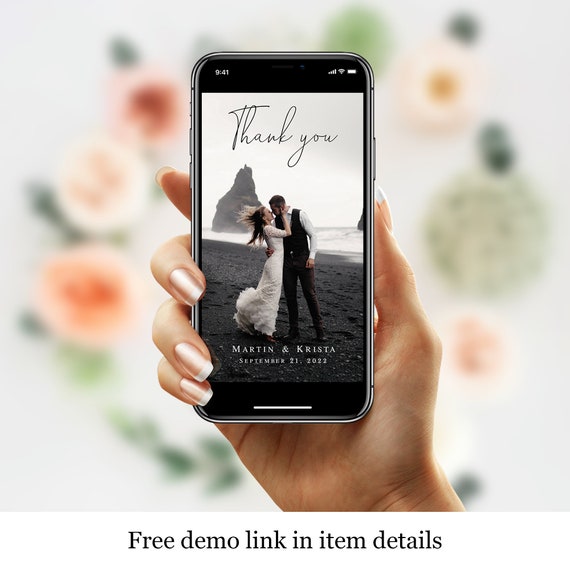 Electronic Thank You Card Template Text Message Phone Eco | Etsy