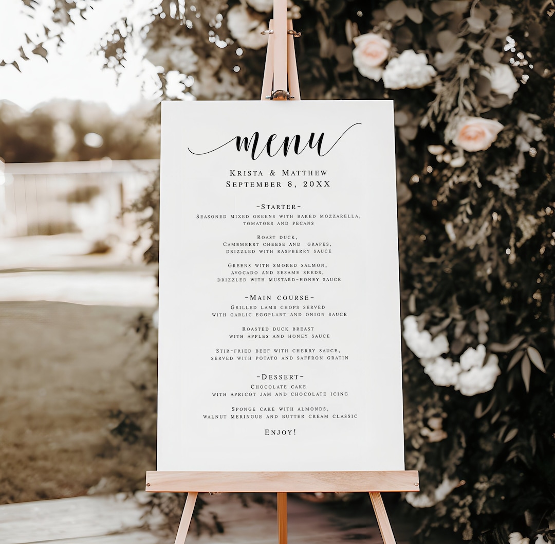 Wedding Menu Board Template Large Wedding Menu Template Download ...