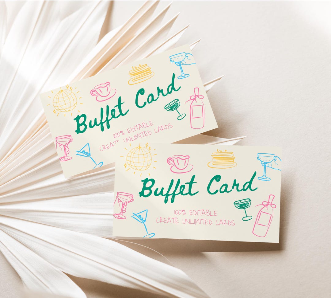 Food Label Cards, Food Name Tags, Editable Buffet Card for Bridal ...