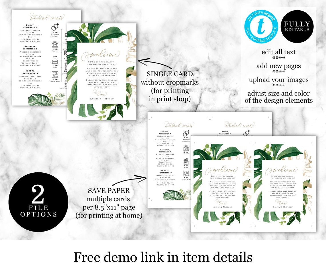 Hotel Welcome Letter Template Itinerary Try Before You Buy - Etsy