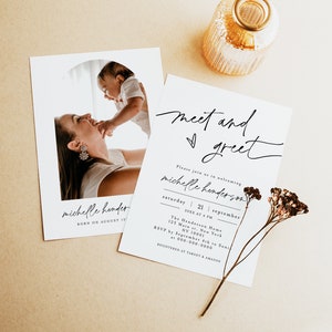 Meet & Greet Invitation, Sip and See, New Baby Party Invite, Welcome ...