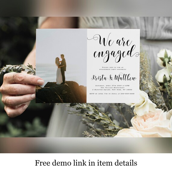Were Engaged Invitation With Photo Picture Templett Fully | Etsy