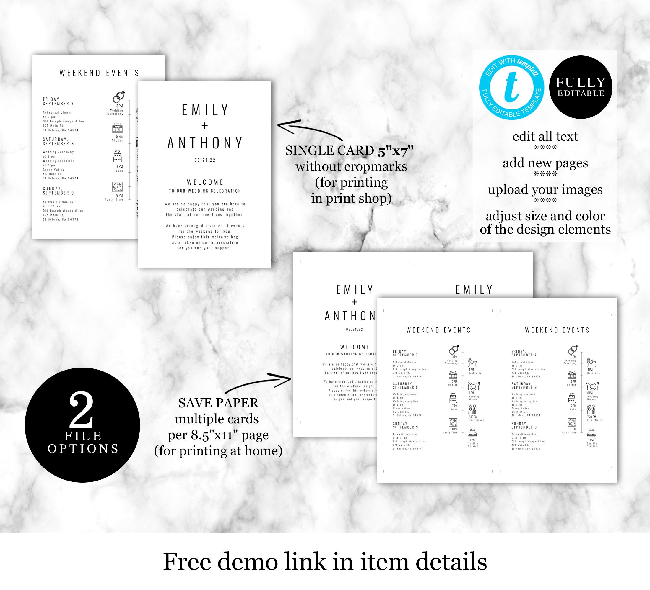 Event Schedule Template Templett Welcome Letter Printable | Etsy