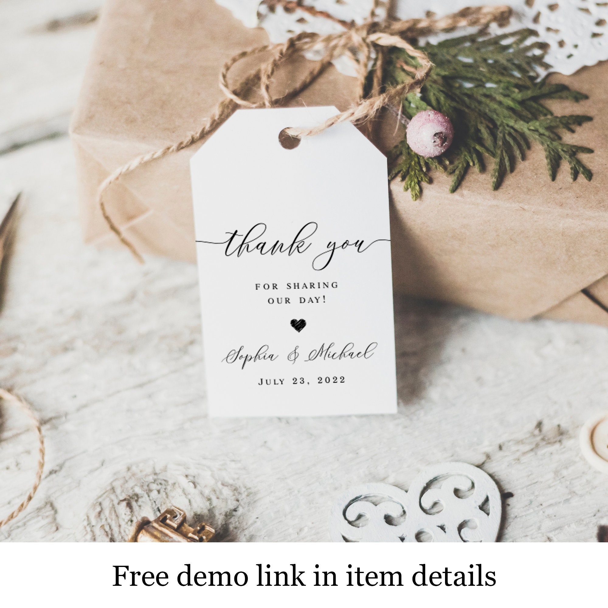Calligraphy Favor Tags Template 100% Editable Thank You Tag - Etsy