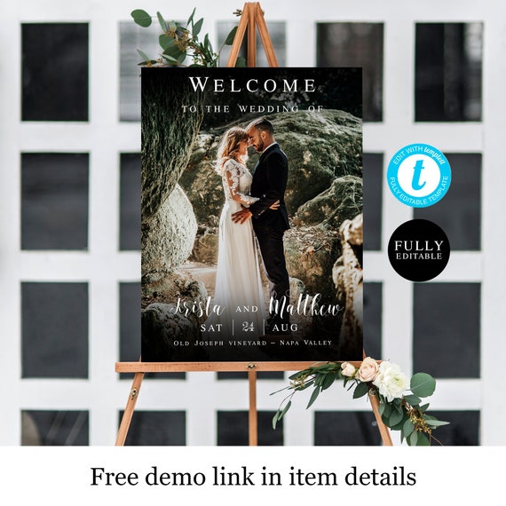 Wedding Welcome Sign Printable With Photo Picture Instant - Etsy