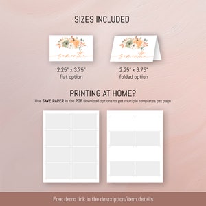 Thanksgiving Name Cards Template, Fall Bridal Shower Place Cards ...