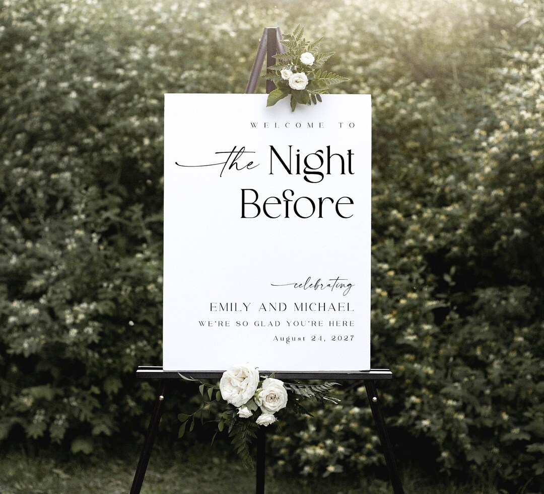 The Night Before Welcome Sign, Minimalist the Night Before Sign ...
