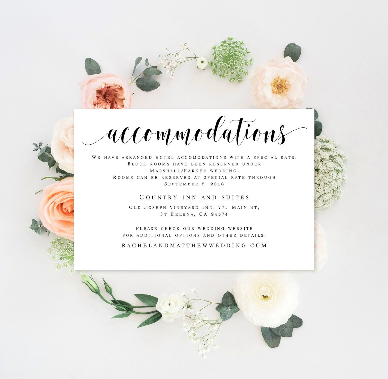 Accomodations Card Editable Templates Accommodation Insert Templates ...
