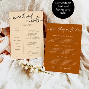 Wedding Events Card, Itinerary Template, Fully Editable Wedding ...