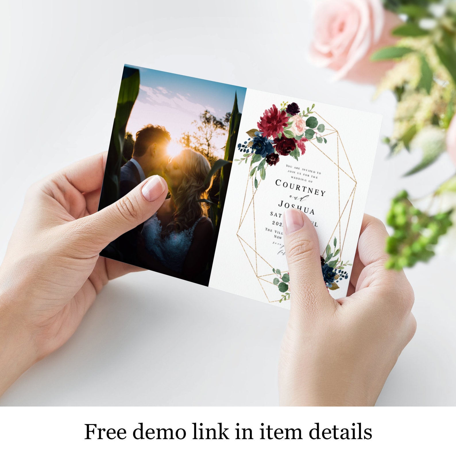 Template Wedding Invitation With Photo Picture Fully - Etsy