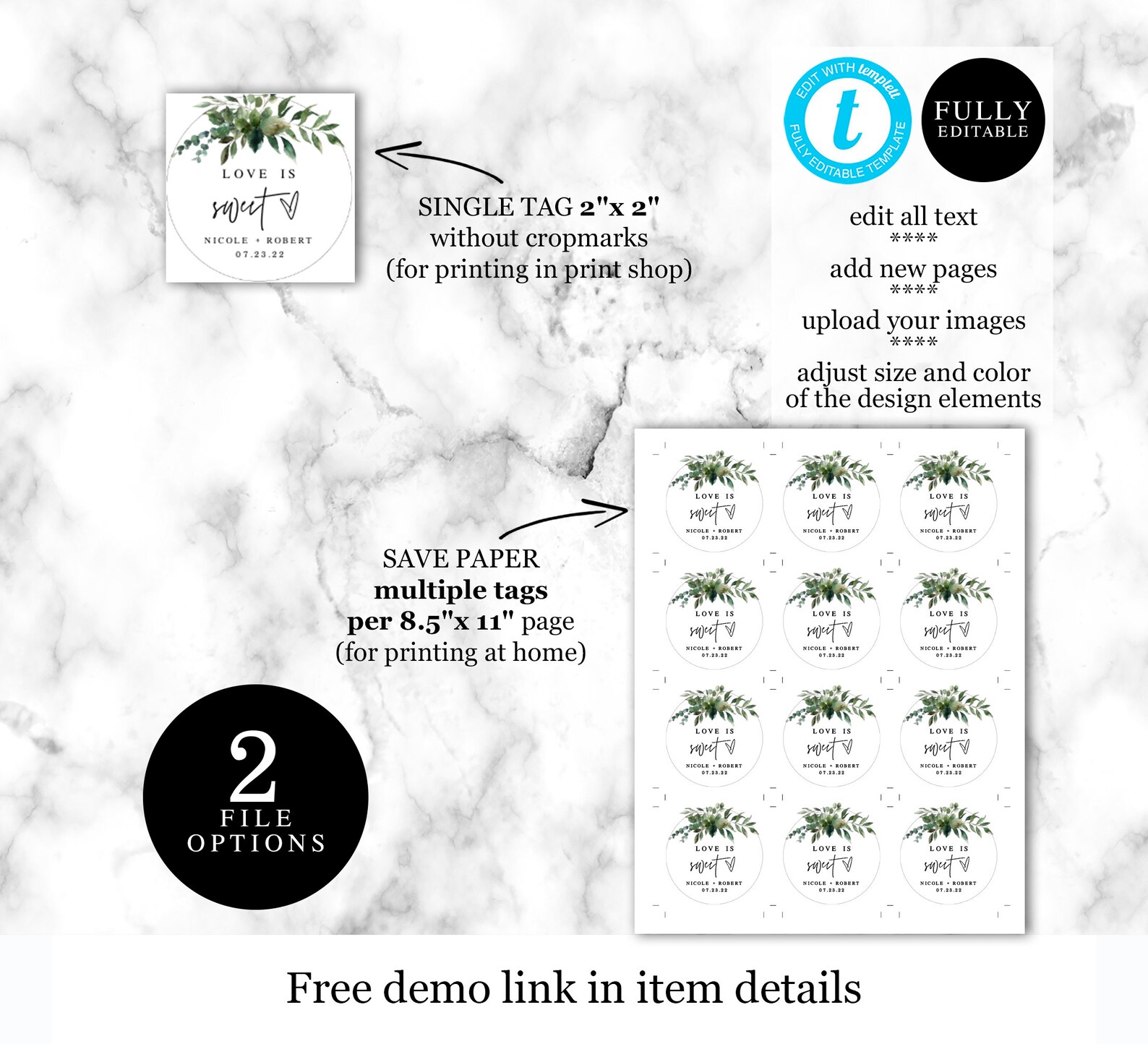 Love is Sweet Favor Label Template Circle Gift Tags Round - Etsy