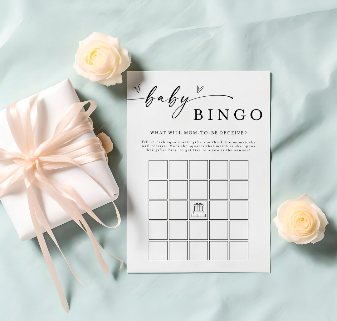 Baby Bingo Game, Baby Shower Bingo, Minimalist Baby Shower Game, Baby ...