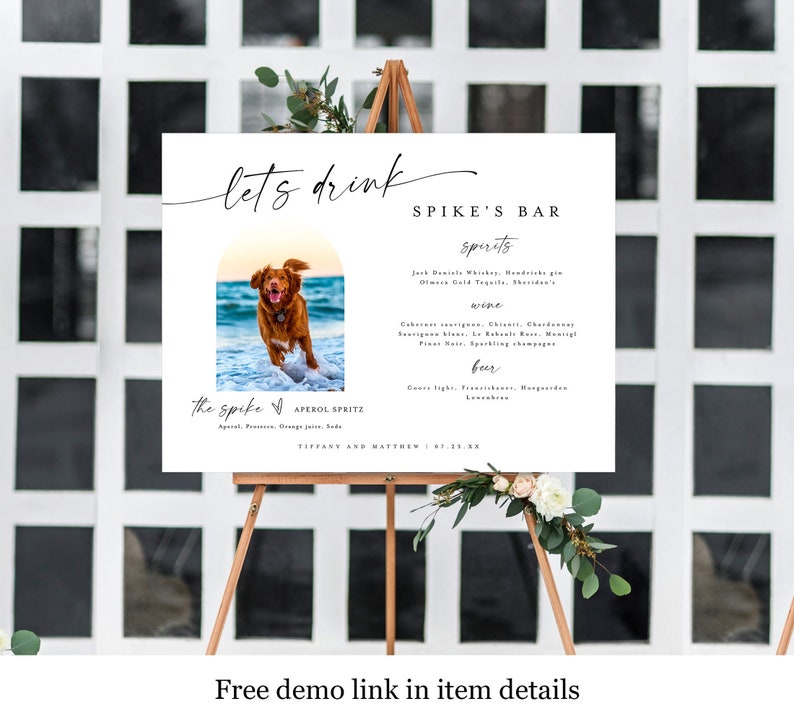 Pet Signature Drink Sign Template Instant Download Wedding - Etsy