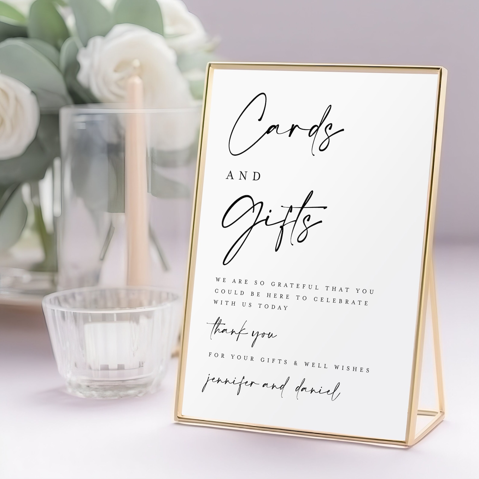 Minimalist Cards and Gifts Sign Template, Modern Wedding Gift Table ...