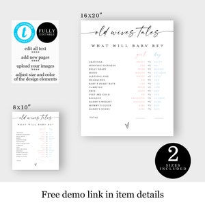 Old Wives Tale Sign Template, Templett, Download, Printable, Gender ...