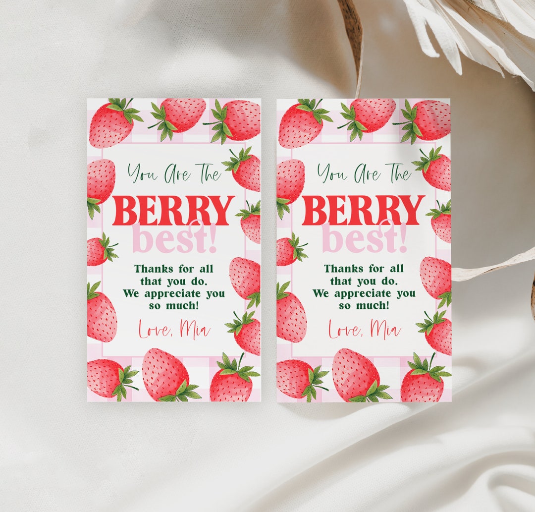 Strawberry Gift Tag, Strawberry Thank You Tag Template, Berry Best ...