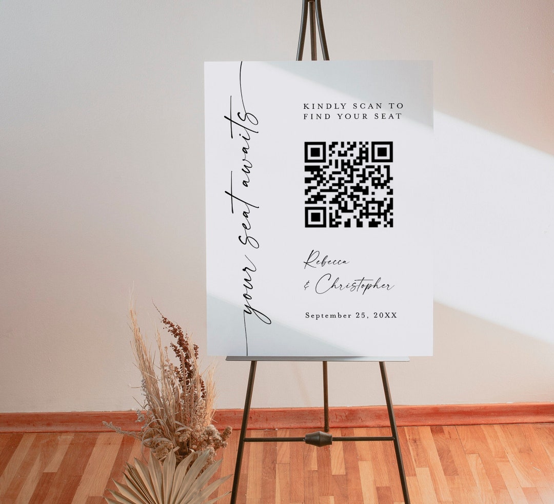 QR Code Seating Chart Sign, Wedding QR Code Sign, Seating Chart Welcome ...