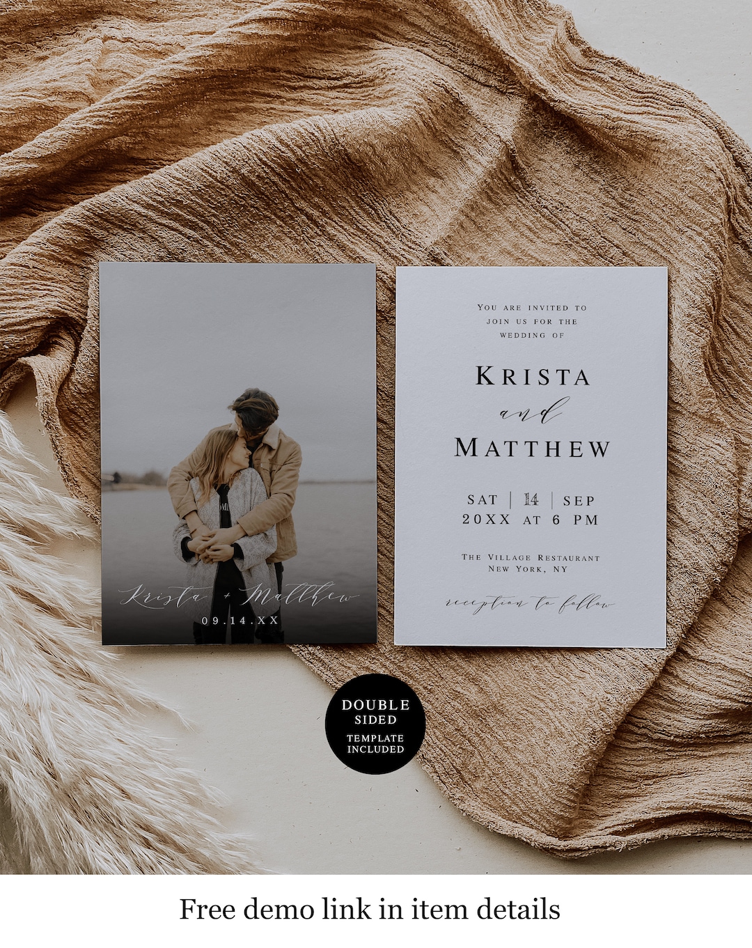 Simple Wedding Invitation, With Photo, Picture Template, Printable ...