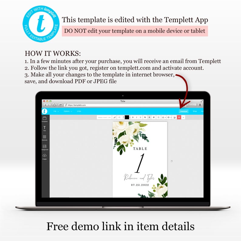 Printable Table Numbers Template Instant Download Templett - Etsy