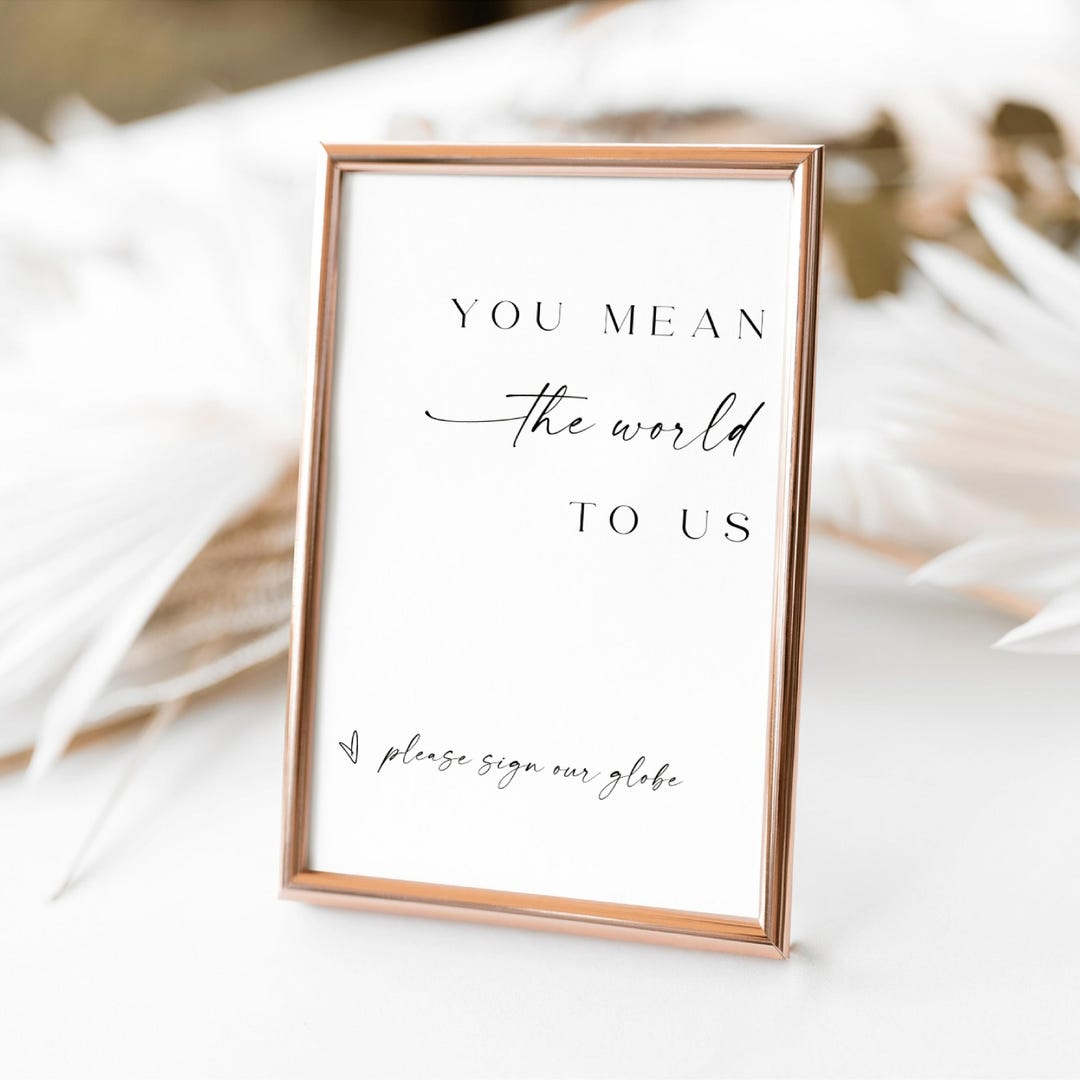 You Mean the World to Us Globe Sign, Editable Globe Guest Book Sign ...