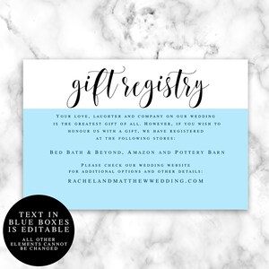 Gift Registry Card Template Wedding Enclosure Card Template - Etsy