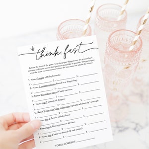 Think Fast Baby Shower Game, Think Fast Game, Minimalist Baby Shower ...