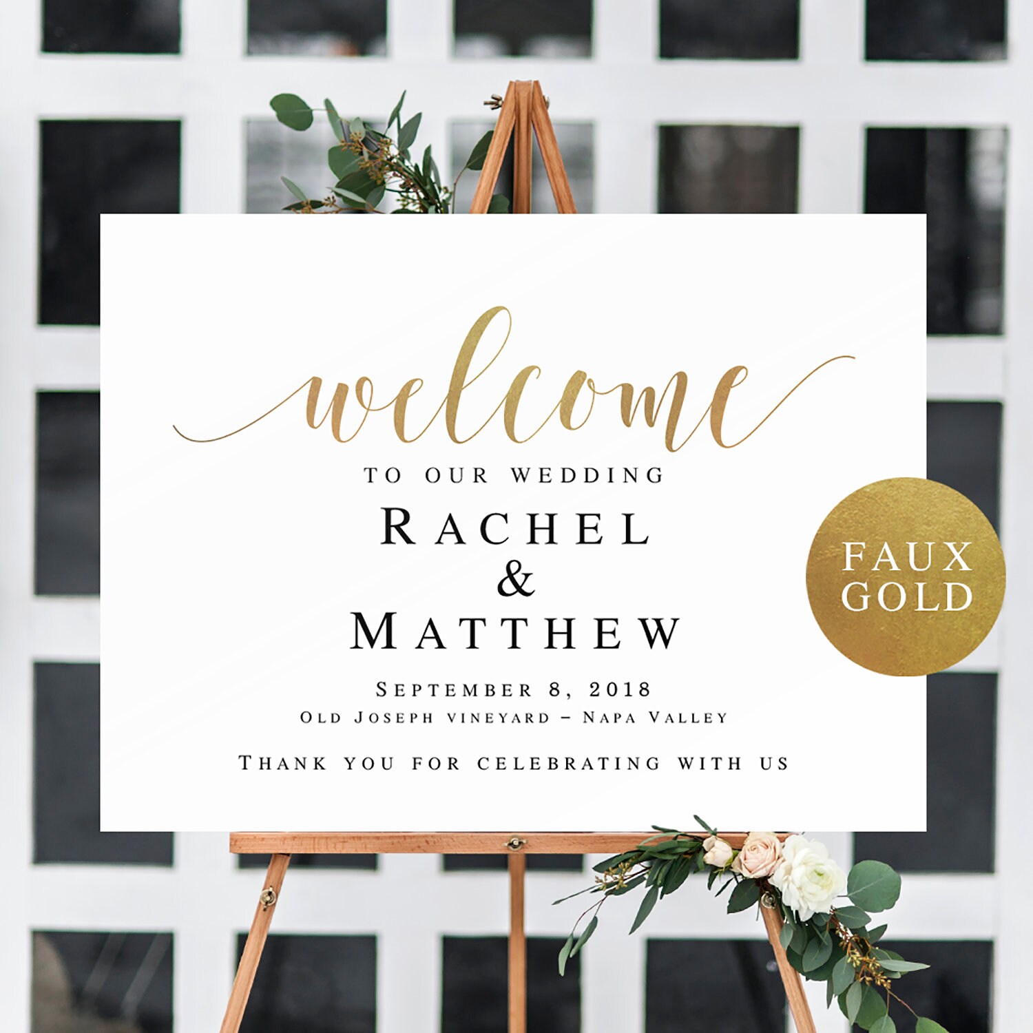 Gold Welcome to Our Wedding Sign Gold Welcome Wedding Template | Etsy