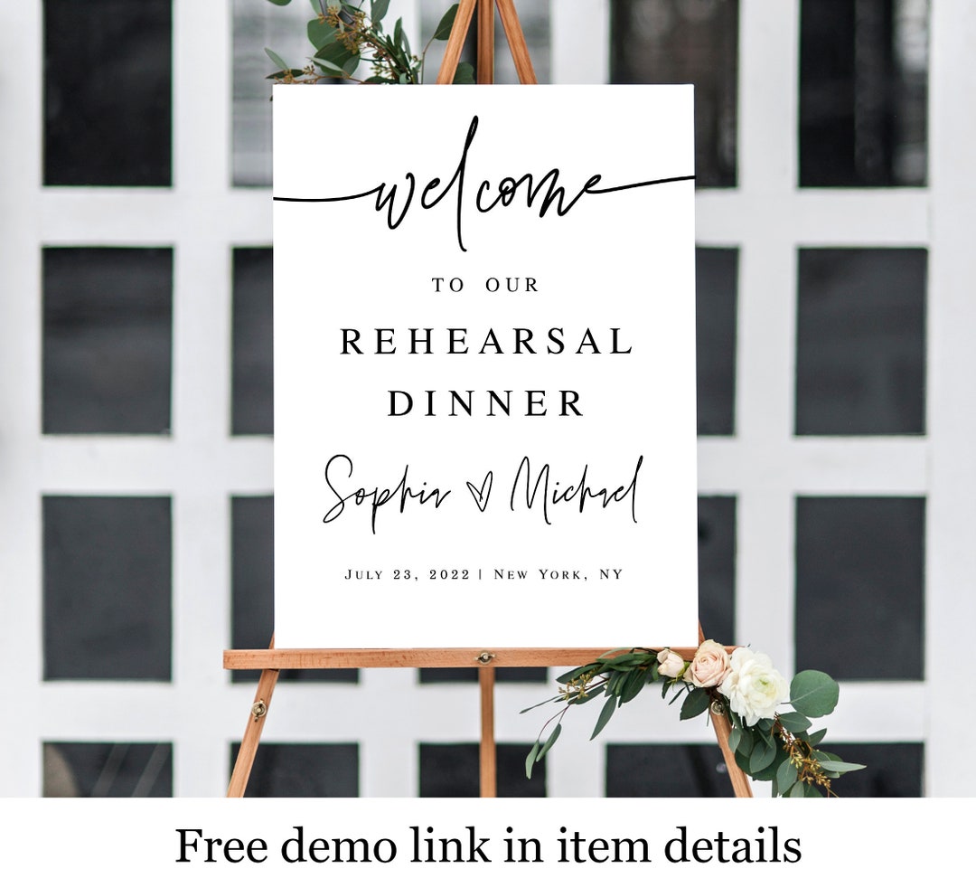 Rehearsal Dinner Welcome Sign Template, Digital Download, Fully ...