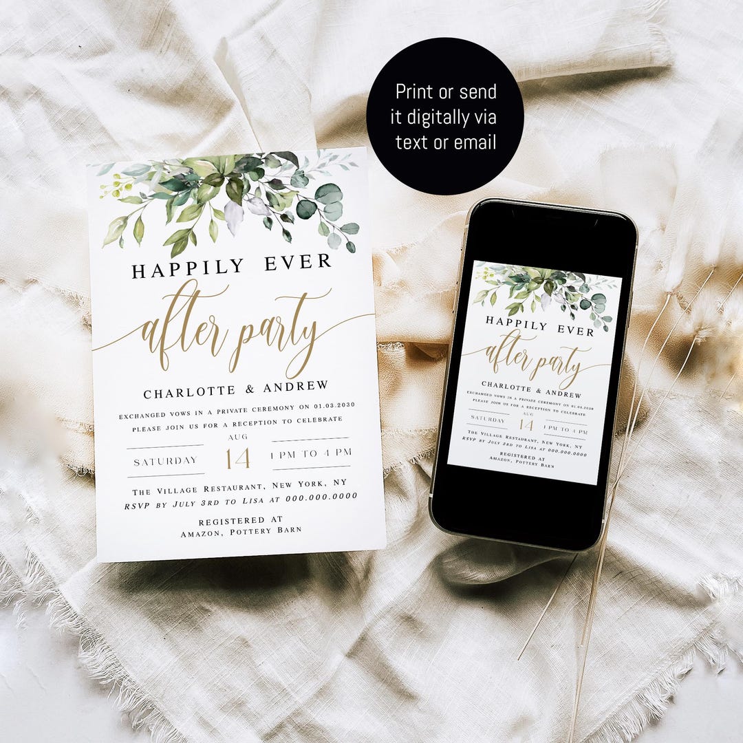 Happily Ever After Party Invitation, Reception Party Invitation ...