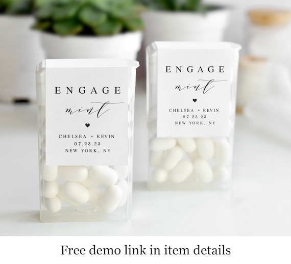 Engage Mints Label Template Bridal Shower Wraparound Favor - Etsy