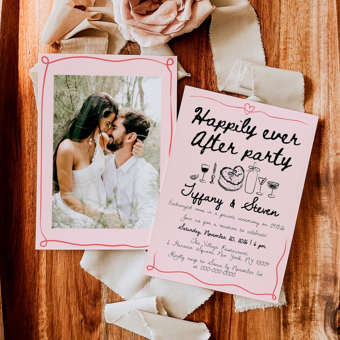 Happily Ever After Party Invitation, Hand Drawn Invitation, Scribble ...